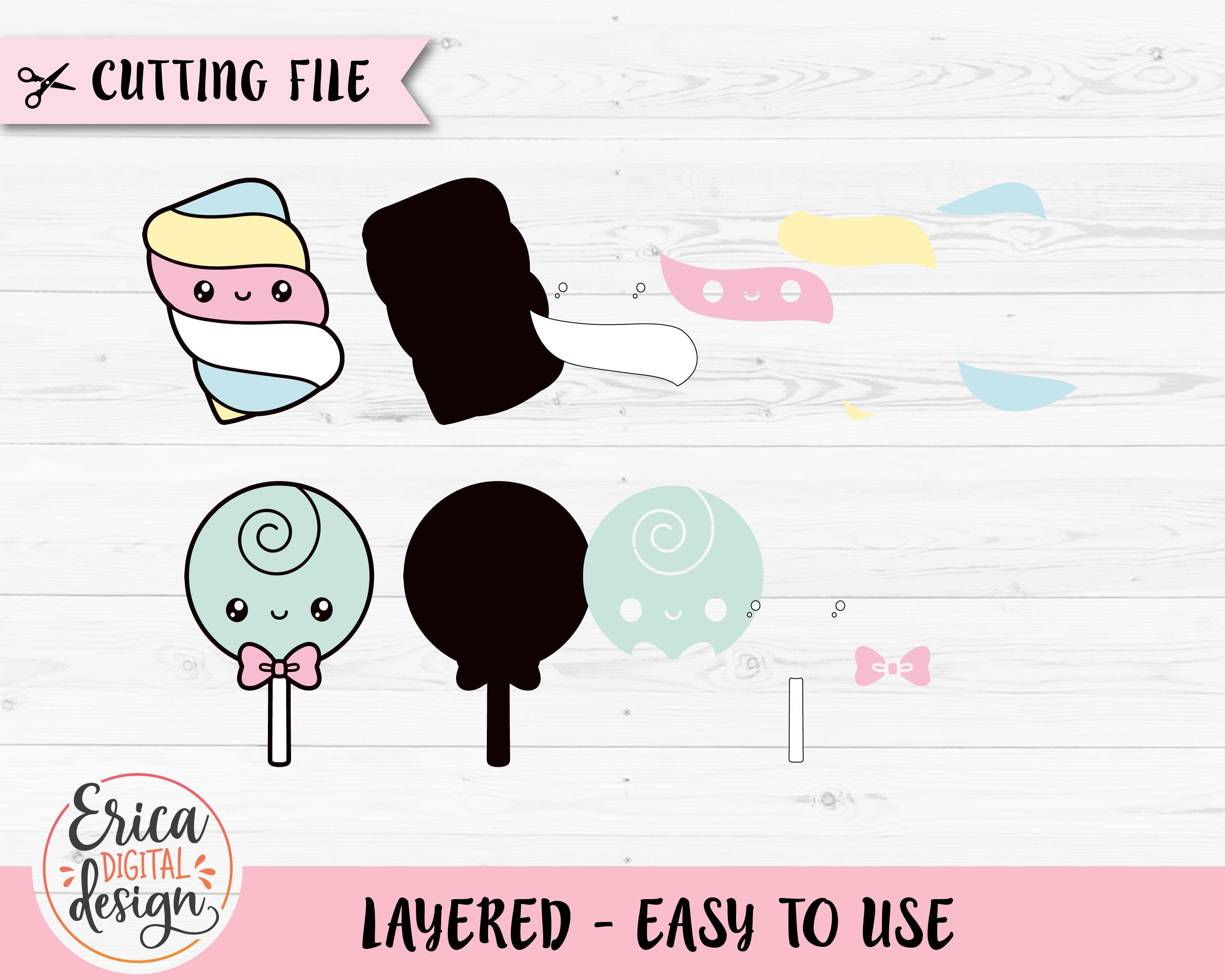 Sweets SVG Bundle Candy Layered Cut File Cricut Silhouette Cute ...