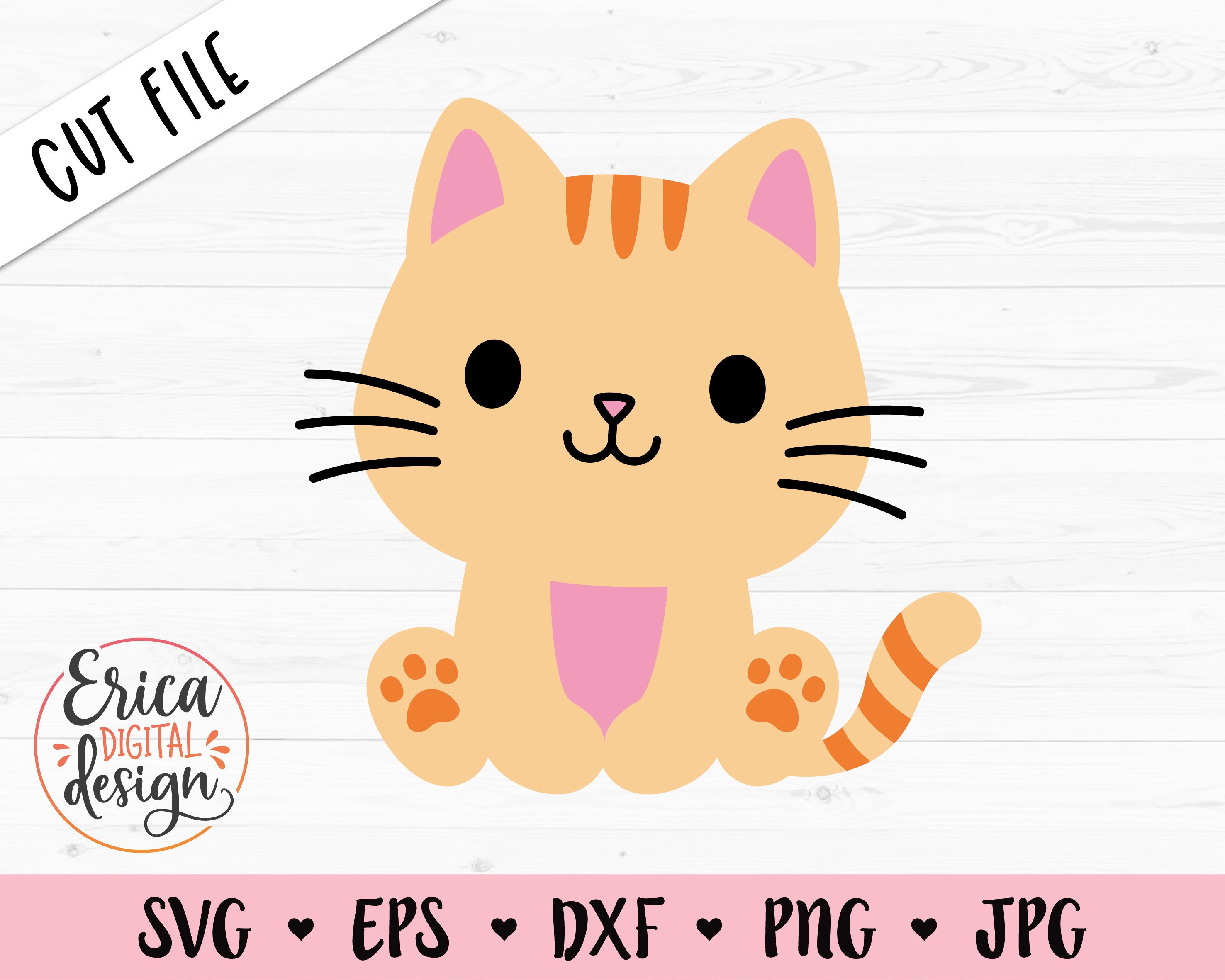 Baby Cat SVG Cut File Cute Orange Cat Kawaii Kitty Baby Shower | Etsy
