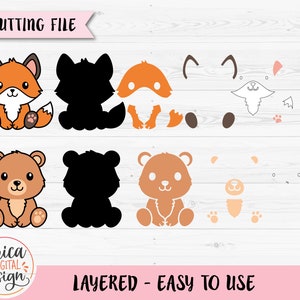 Woodland Animals Layered SVG Cut File Cricut Silhouette Forest Fox ...