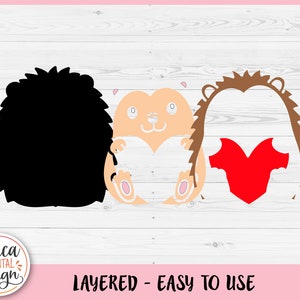 Baby Hedgehog With Heart Layered SVG Cut File for Cricut Silhouette ...