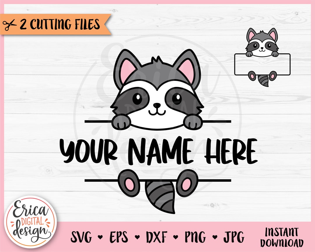 Raccoon Clipart Split Monogram Layered SVG Cut File for Cricut ...