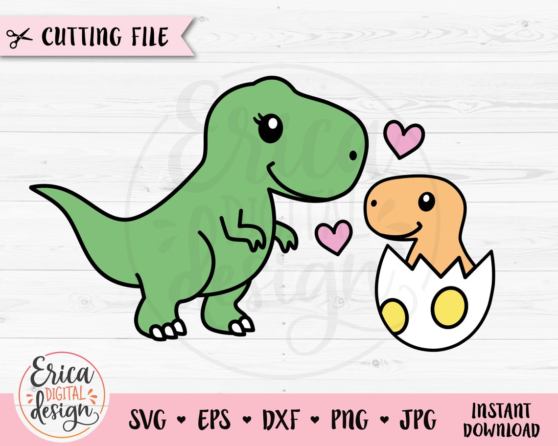 Mom Baby T-rex SVG Mommy Dinosaur Layered Cut File Baby Dino | Etsy