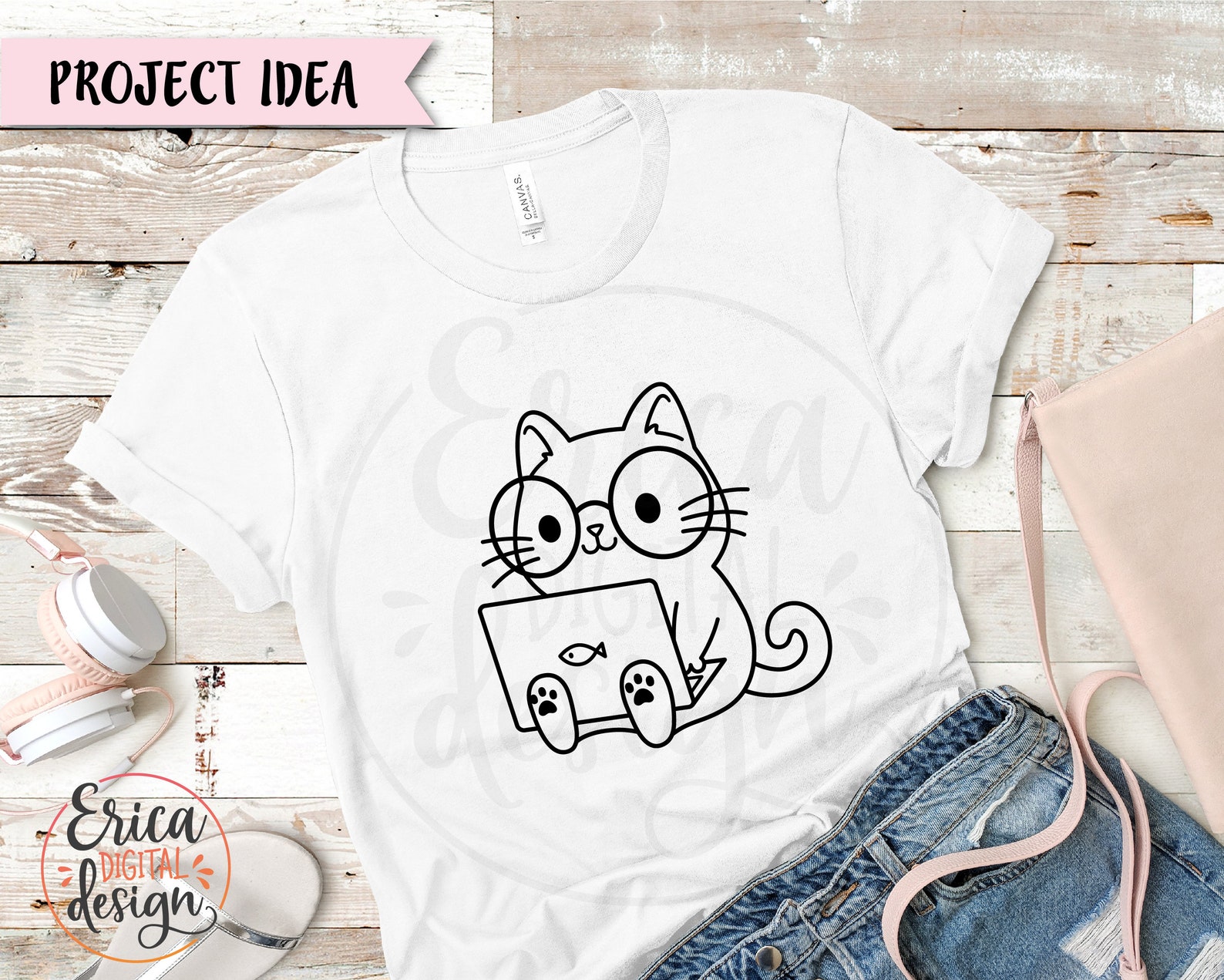 Nerd Cat SVG Cut File Funny Geek Cutting File Student Nerd Cuttable Cat ...