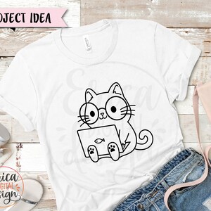 Nerd Cat SVG Cut File Funny Geek Cutting File Student Nerd Cuttable Cat ...