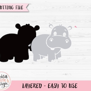 Hippo SVG Cute Funny Hippopotamus Layered Cut File for Cricut ...