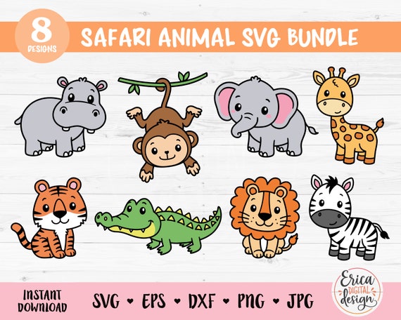 Safari Animals Layered SVG Cute African Jungle Animal Cut File - Etsy ...