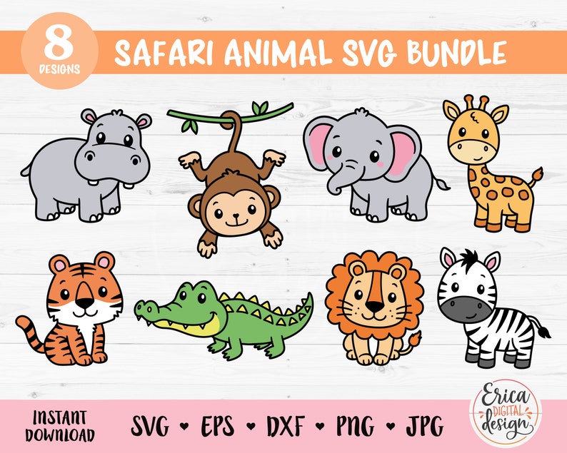 Safari Animals Layered SVG Cute African Jungle Animal Cut File Cricut ...