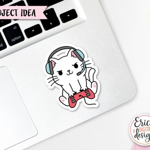 Gamer Cat SVG Cut File Funny Nerd Geek Cat Video Game Gaming Cutting ...