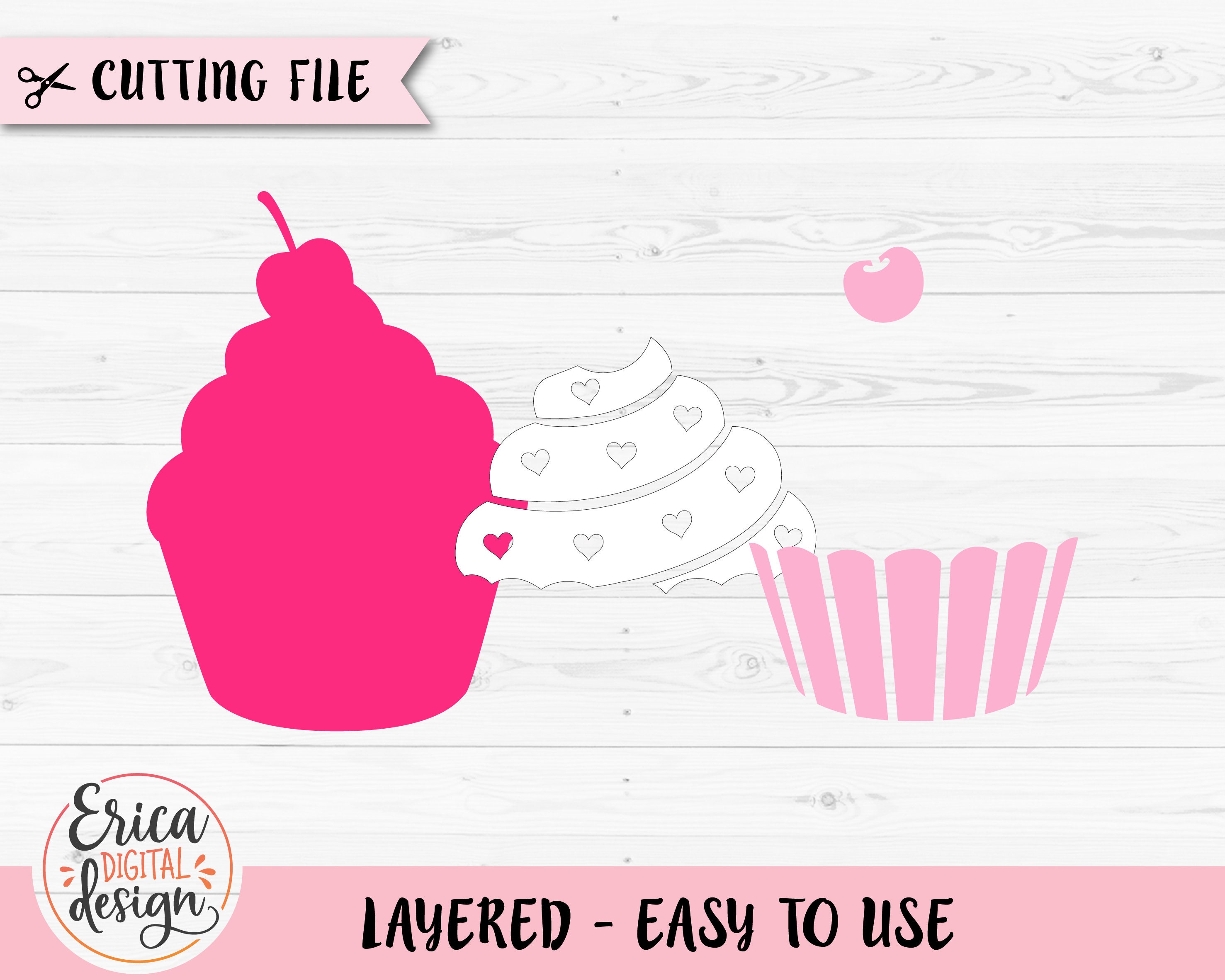 Cupcake SVG Bundle Cute Cupcake Layered Cutting File Birthday - Etsy