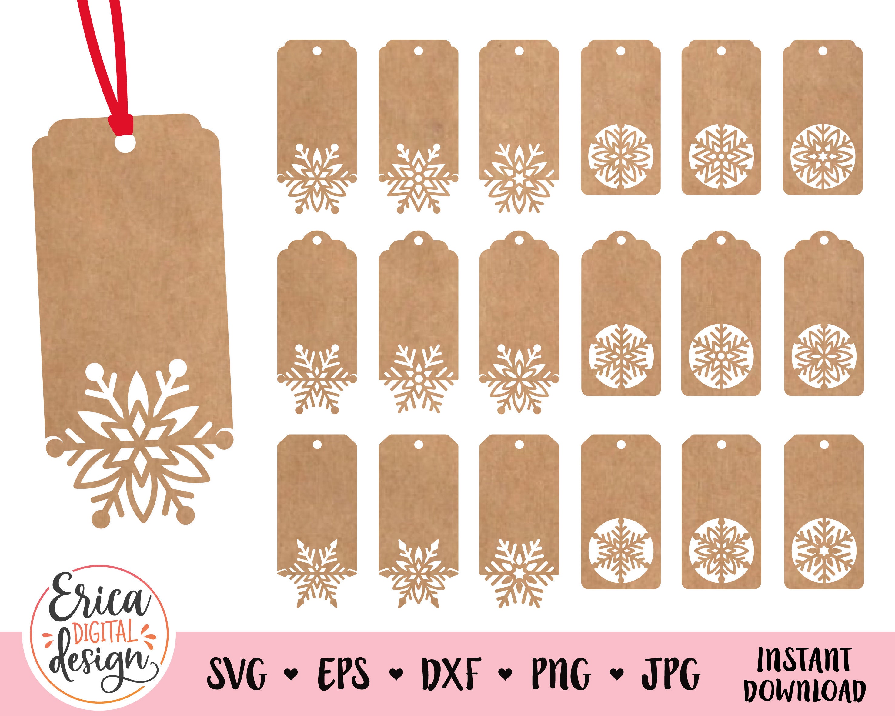 Christmas Gift Tag Bundle Snowflake Tags Paper Cut Template - Etsy