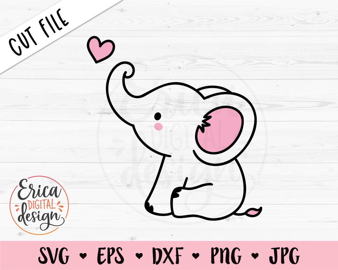 Pink Elephant Outline Template