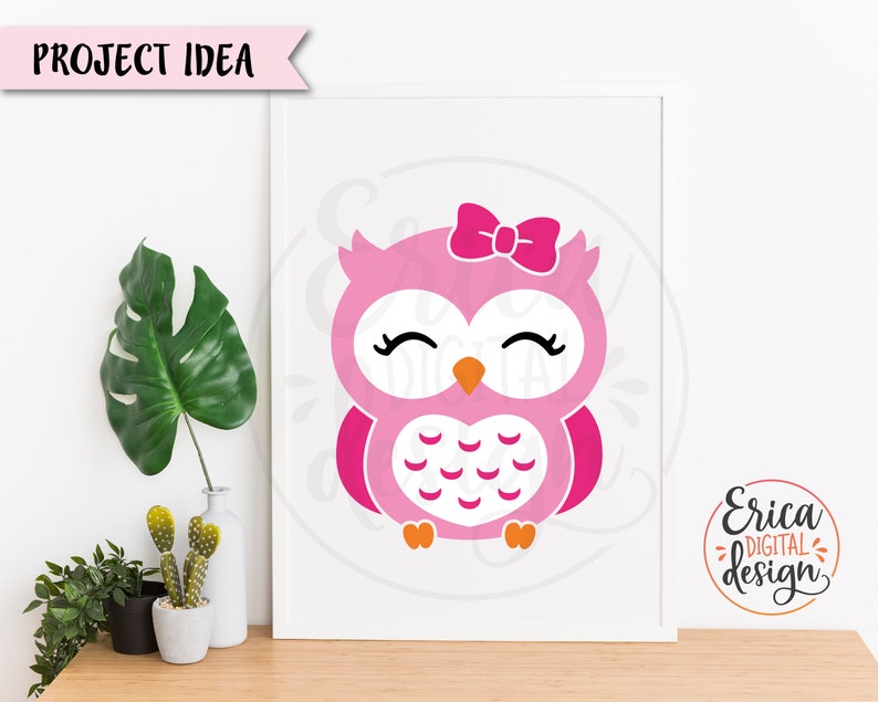 Cute Owl Girl SVG Baby Owl Bow Cut File Sweet Little Owl Baby Shower ...