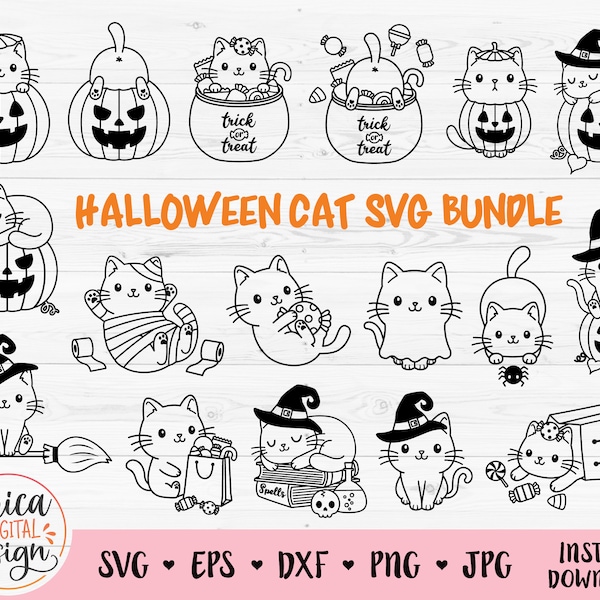 Halloween Cat Svg - Etsy