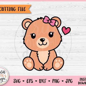 Baby Bear Girl Layered SVG Cut File for Cricut Silhouette Cute Teddy ...