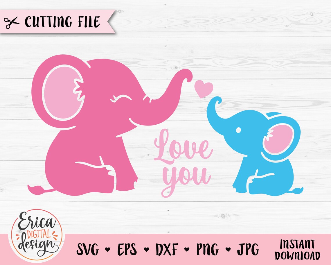 Mom Baby Elephant SVG Cute Mama Elephant Cut File Mother Day - Etsy India