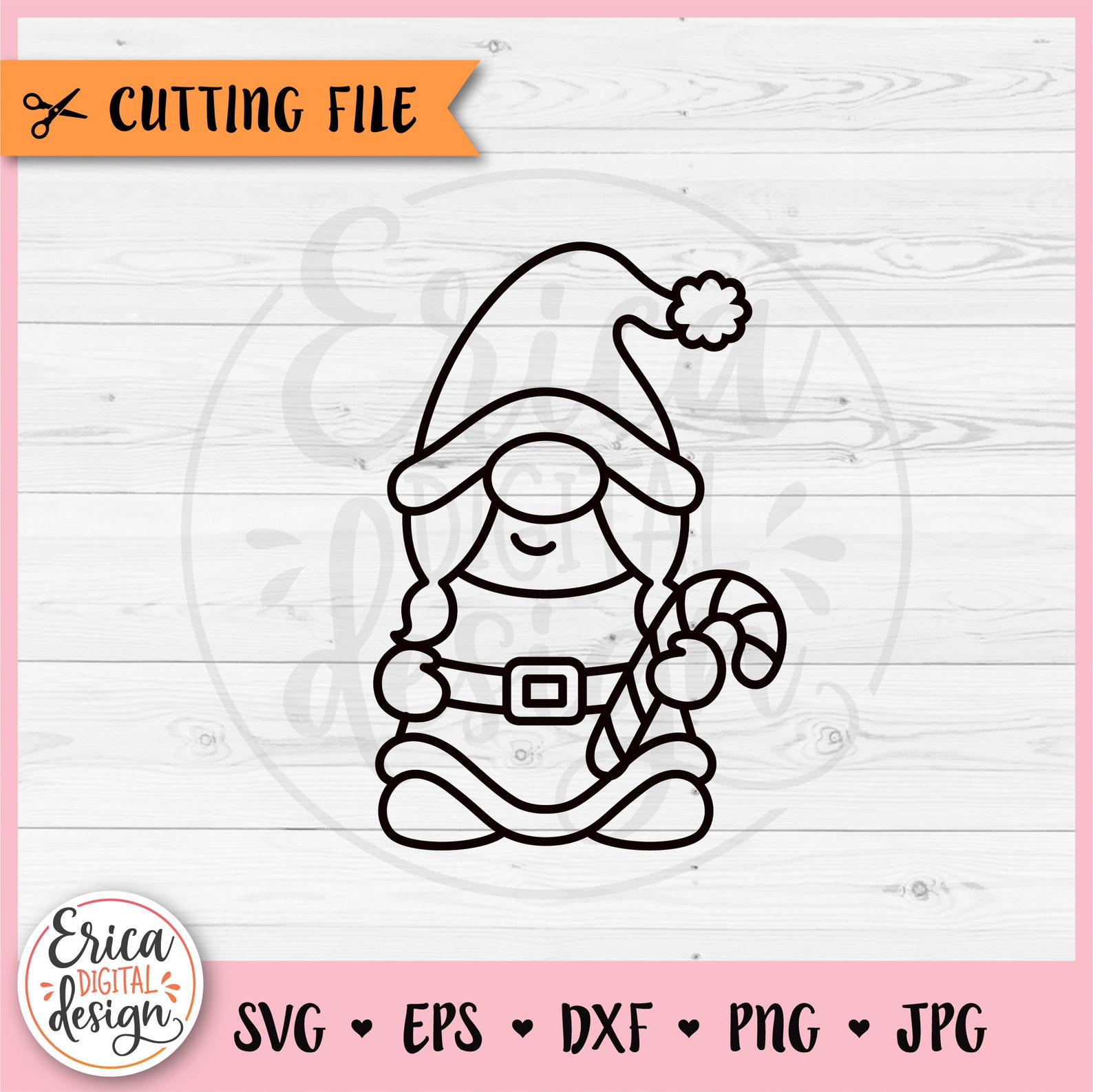Mrs Claus SVG Christmas Gnome Outline Cut File Cricut Silhouette Funny ...