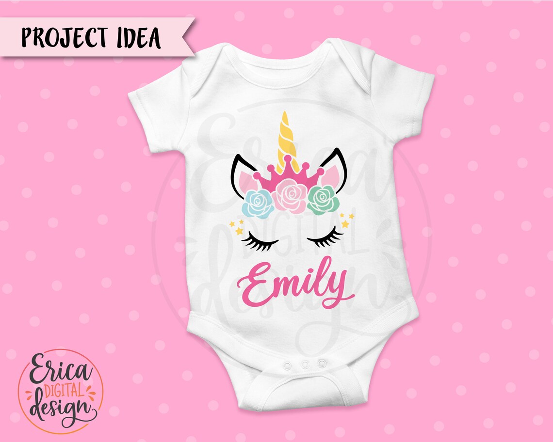 Visage Licorne SVG Licorne cils coupé fichier Couronne Fleurs Florale ...