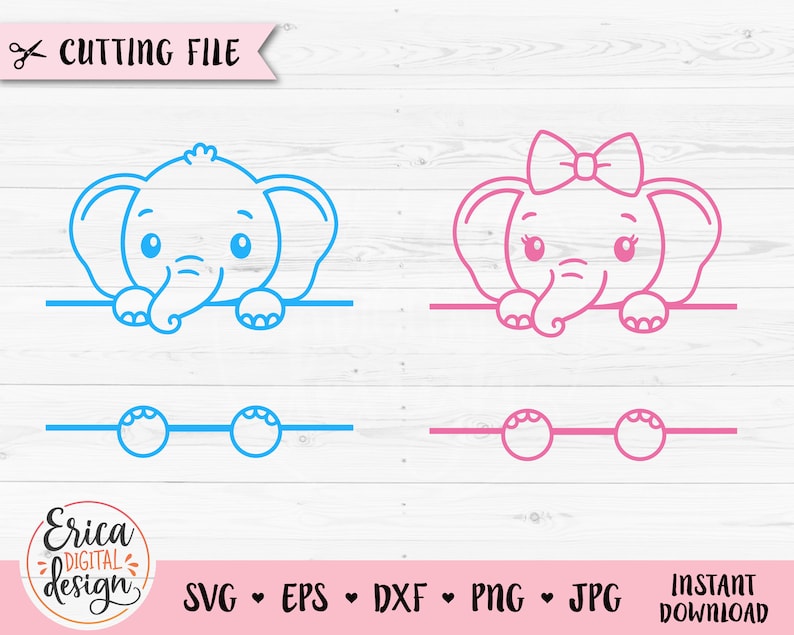 Elephant Monogram SVG Split Monogram Name Frame Cricut - Etsy