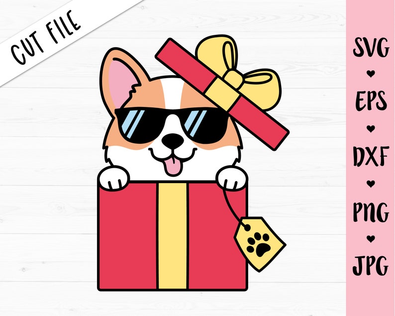Christmas Corgi SVG Christmas Gift Cut File Funny Corgi Dog Cute Puppy ...