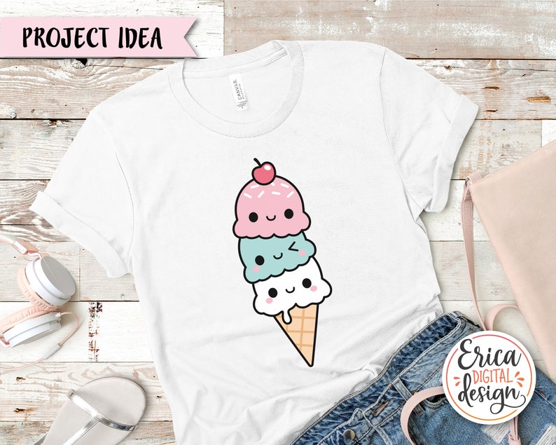 Ice Cream Svg Cut File Triple Ice Cream Cone Summer Party Etsy Uk