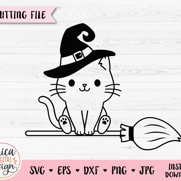 Halloween Cat Svg - Etsy