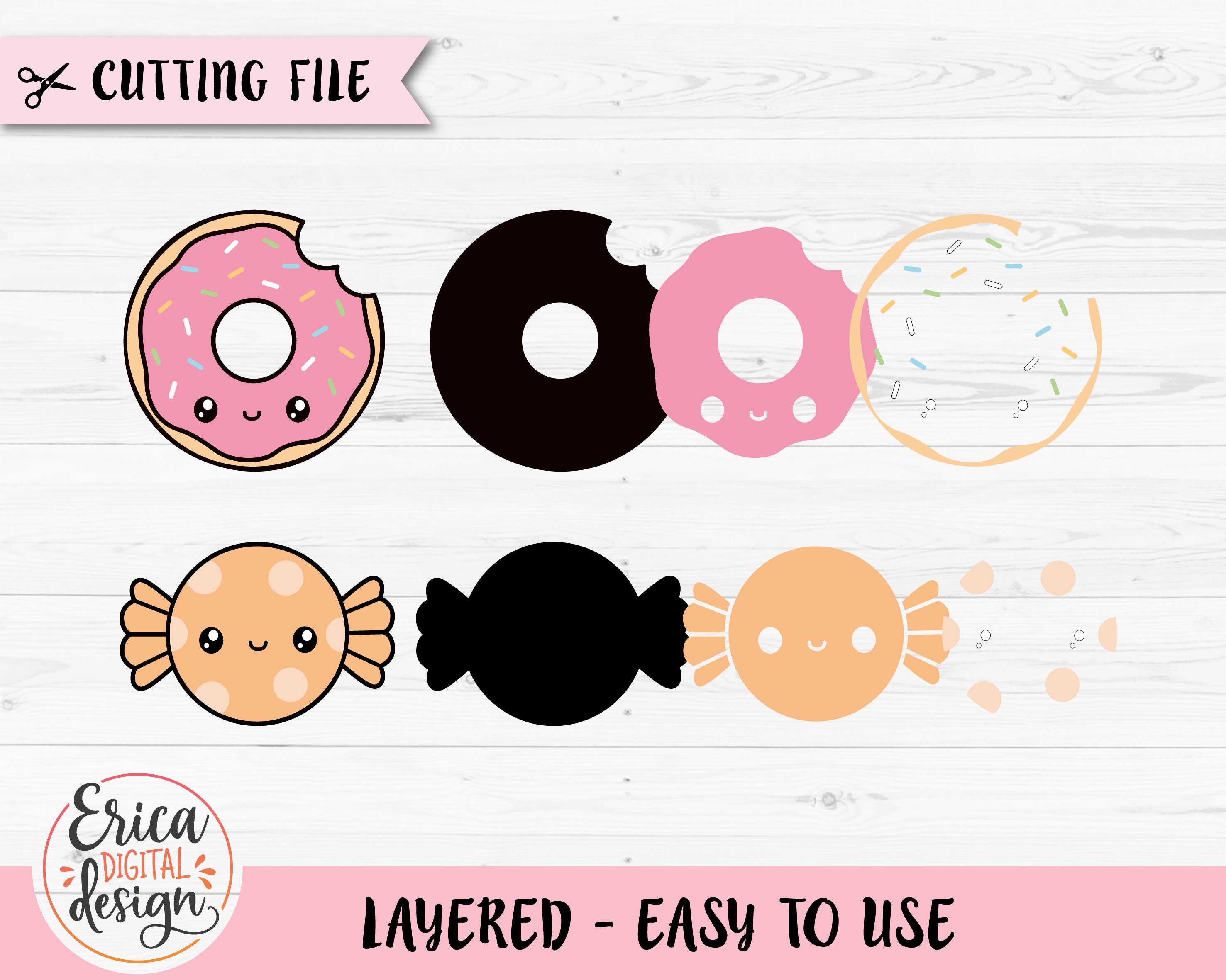 Sweets SVG Bundle Candy Layered Cut File Cricut Silhouette - Etsy