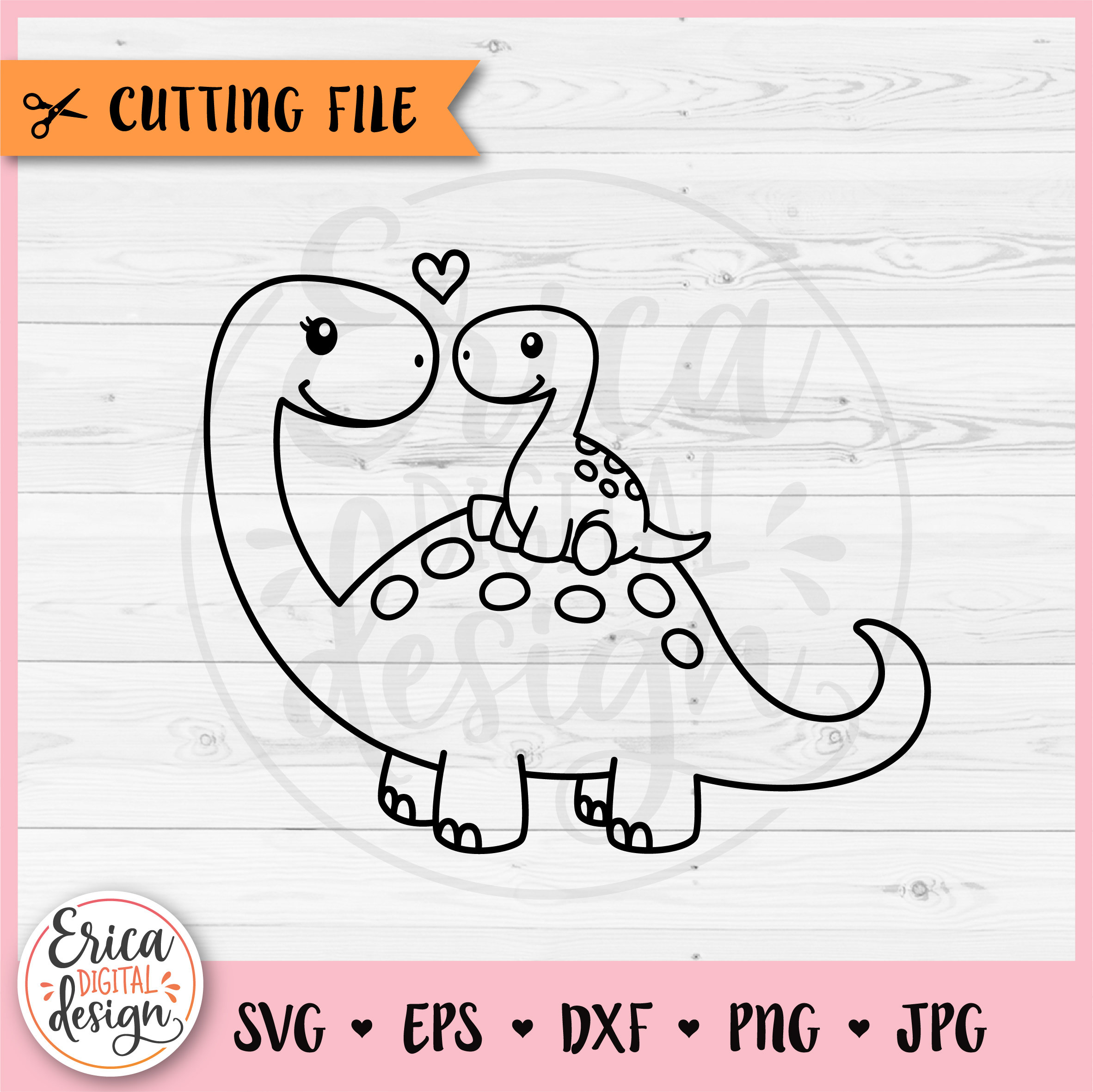 Mom Dinosaur Cute Dino SVG Cut File Cricut Silhouette Dinosaur Family ...