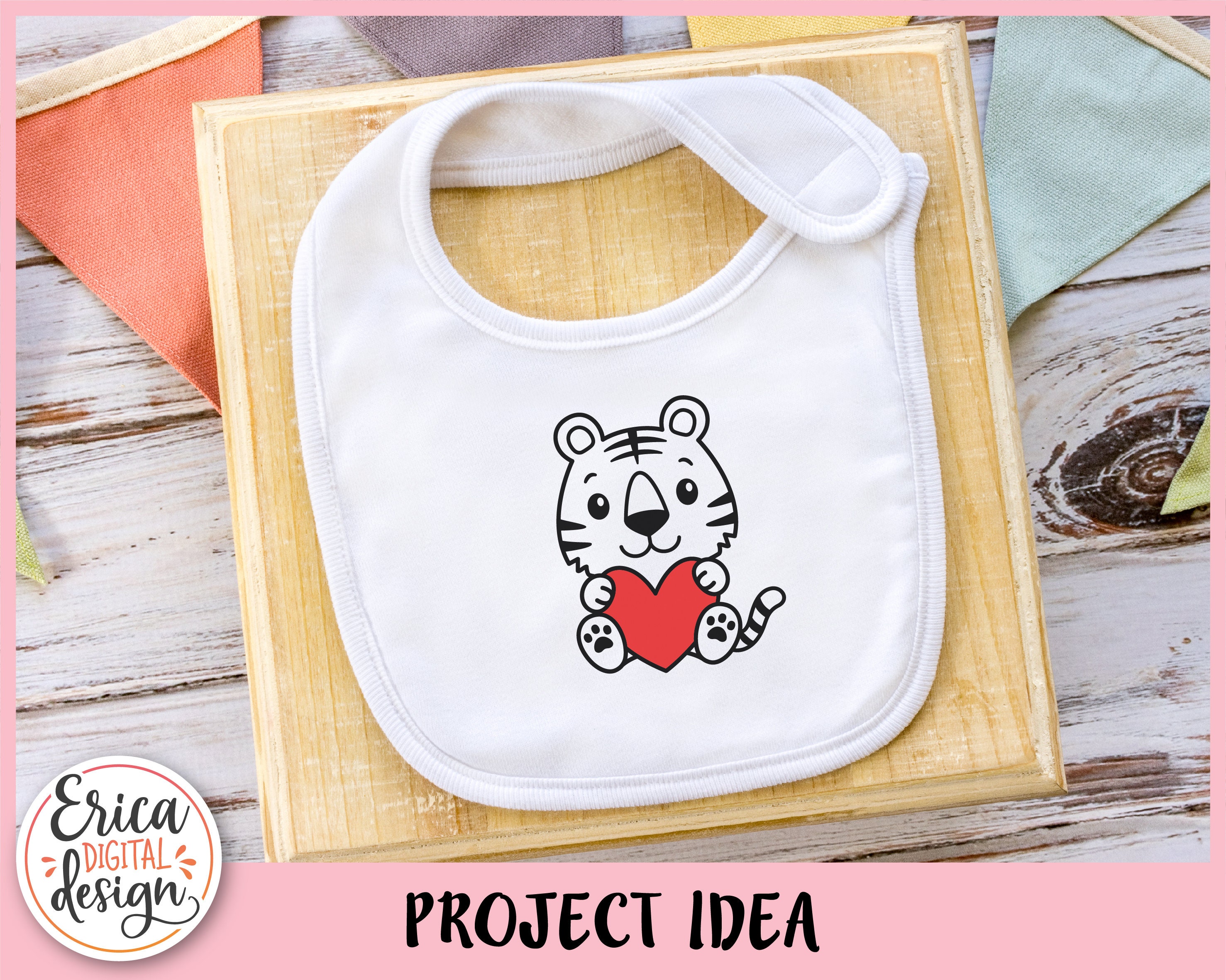 Tiger With Heart SVG Cute Baby Tiger Outline Cut File for - Etsy