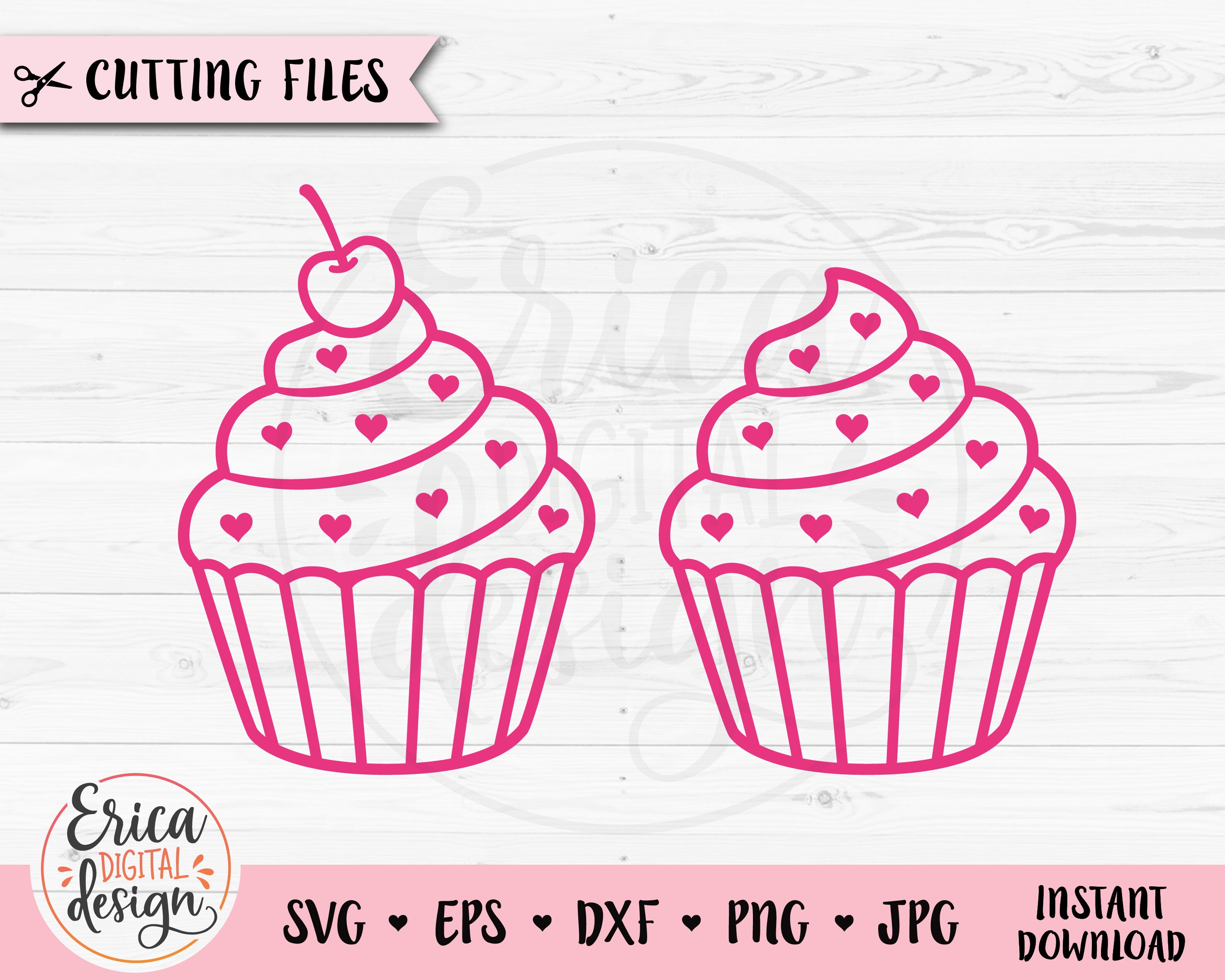 Cupcake Outline SVG Cute Cupcake Cutting File Birthday Shirt | Etsy ...