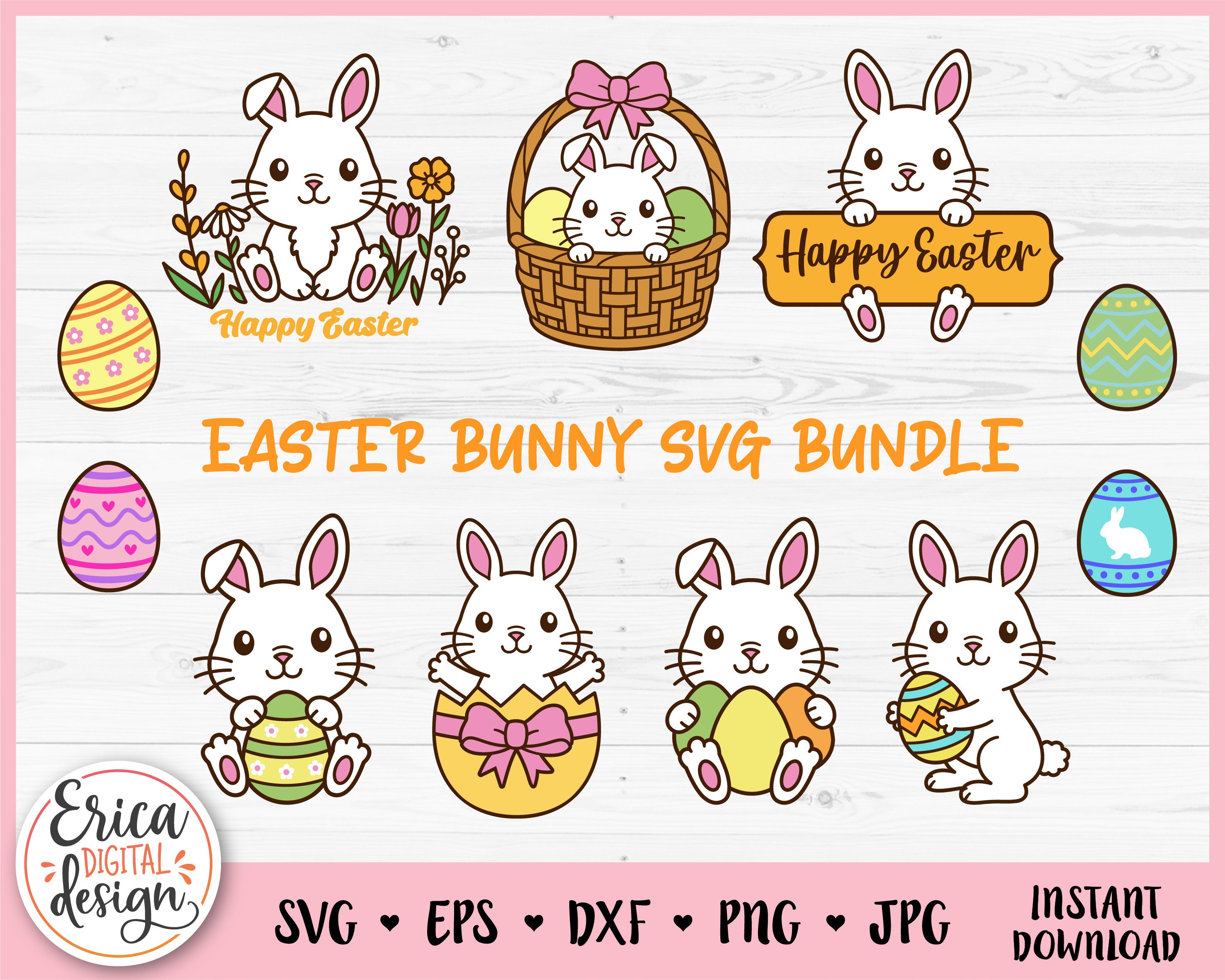 Easter Bunny SVG Bundle Cute Rabbit Easter Eggs Layered Cut - Etsy