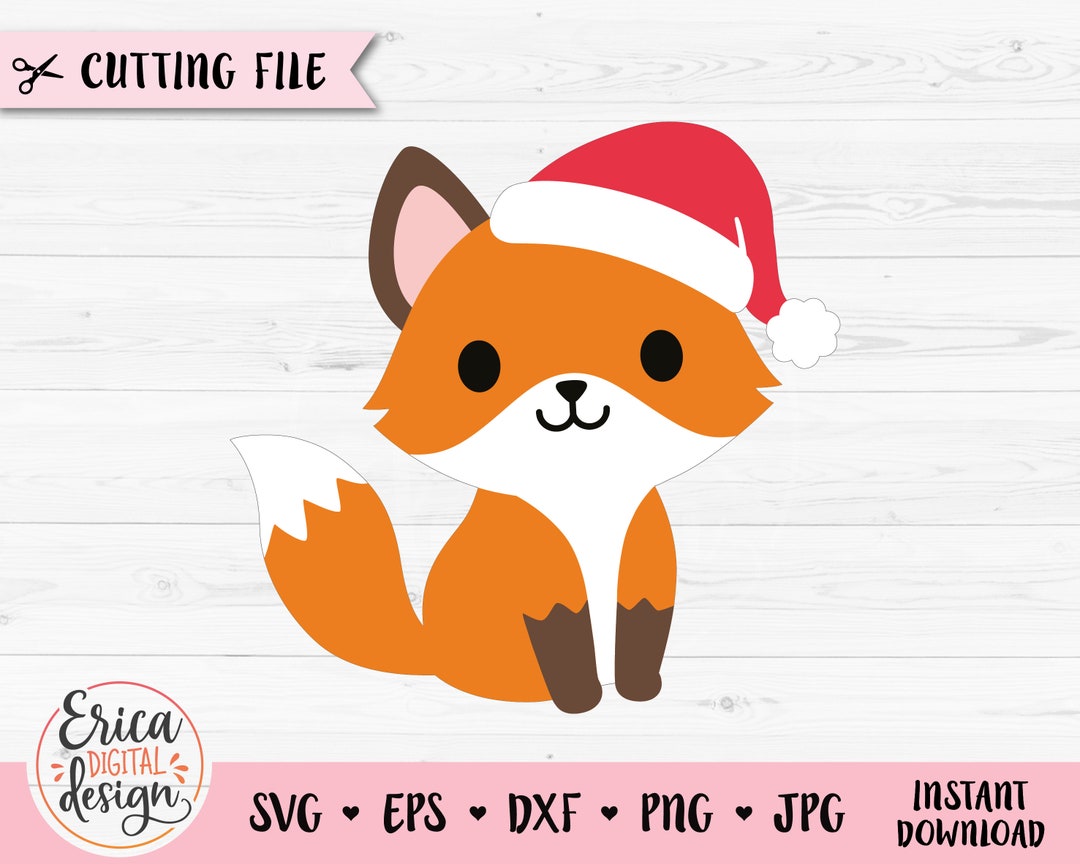 Christmas Fox SVG Layered Cut File Cute Fox With Santa Hat Winter Holiday Shirt Baby Bodysuit ...