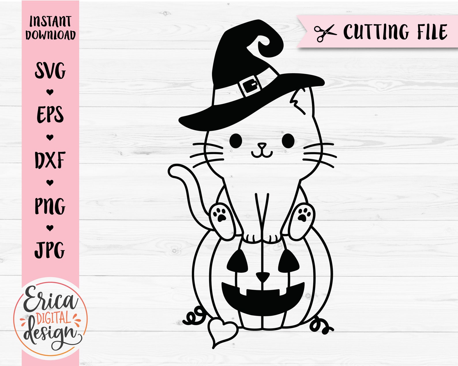 Halloween Cat Svg Cut File Witch Cat on Halloween Pumpkin Cute - Etsy