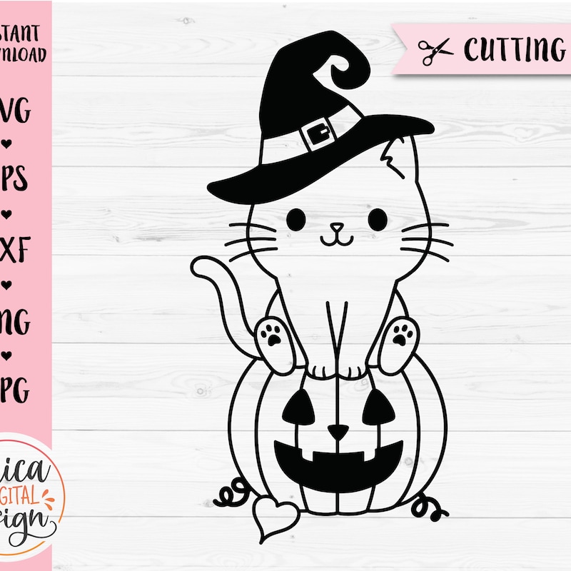 Halloween Cat Svg - Etsy