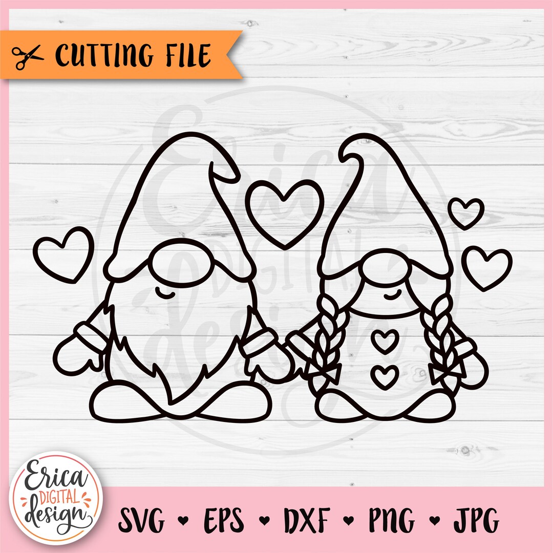 Love Gnomes SVG Cute Valentine Gnome Cut File for Cricut Silhouette ...