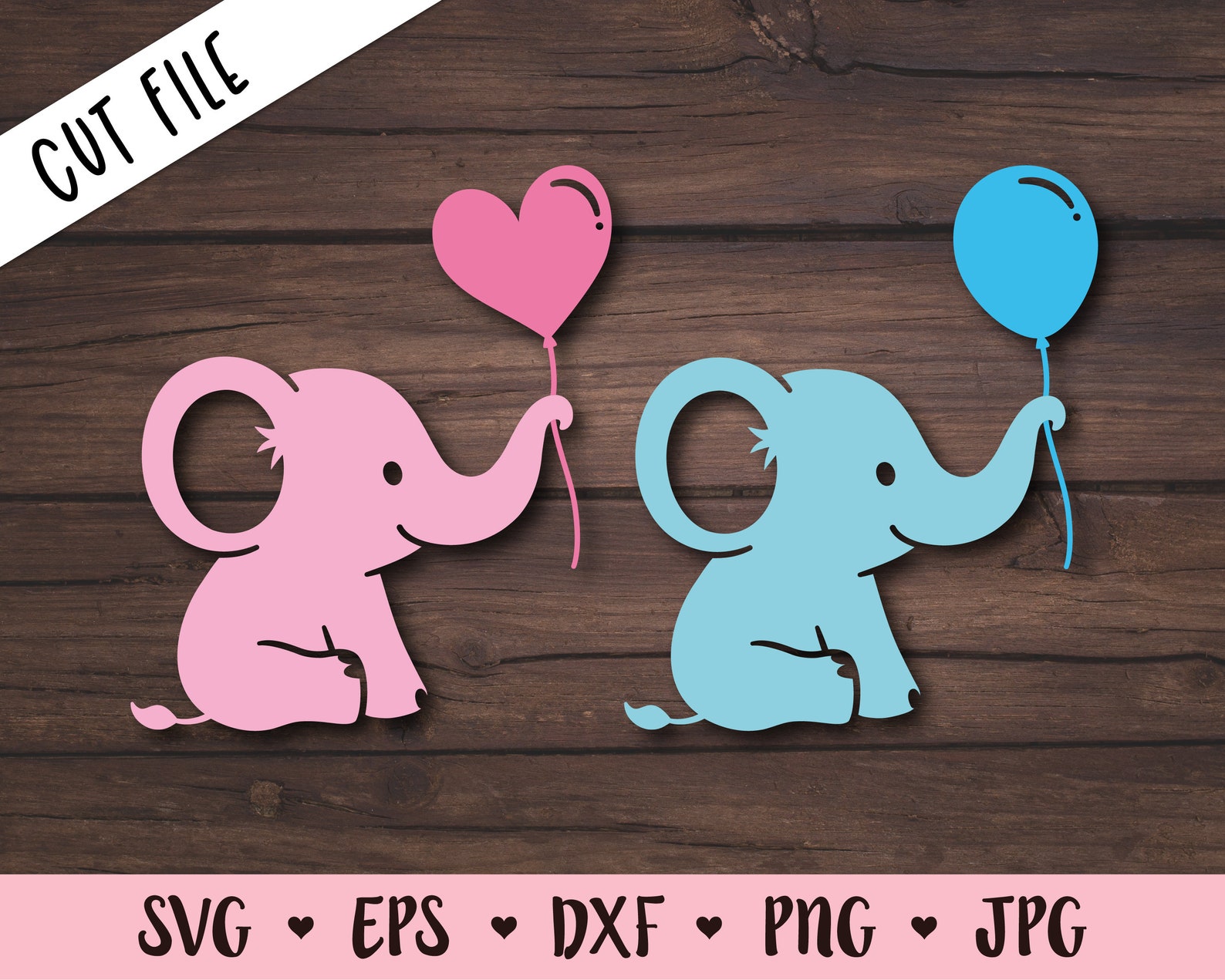 Baby Elephant SVG Cute Elephant Balloon Cut File Sweet - Etsy