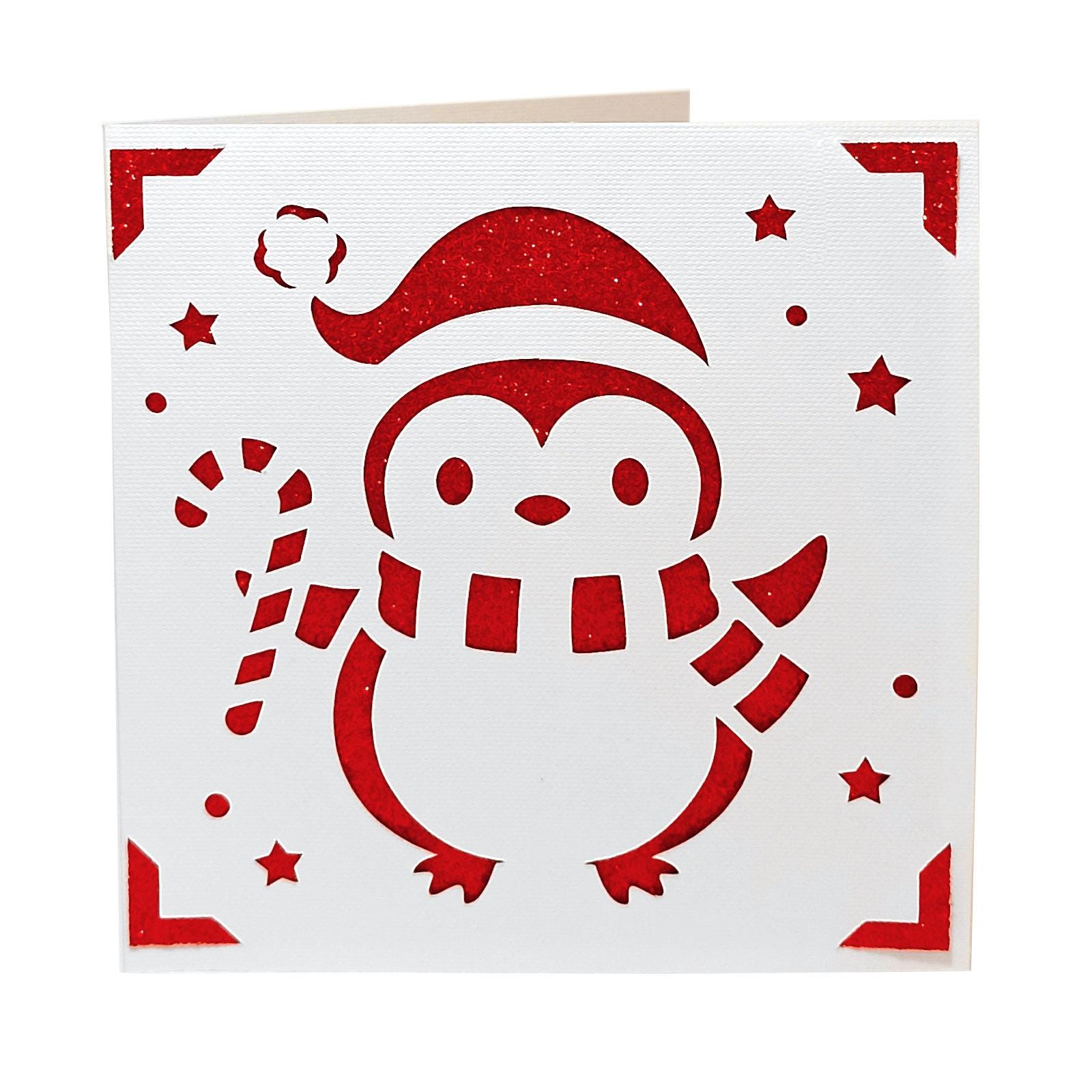Cute Penguin Card SVG Christmas Card Cut File for Cricut Silhouette ...