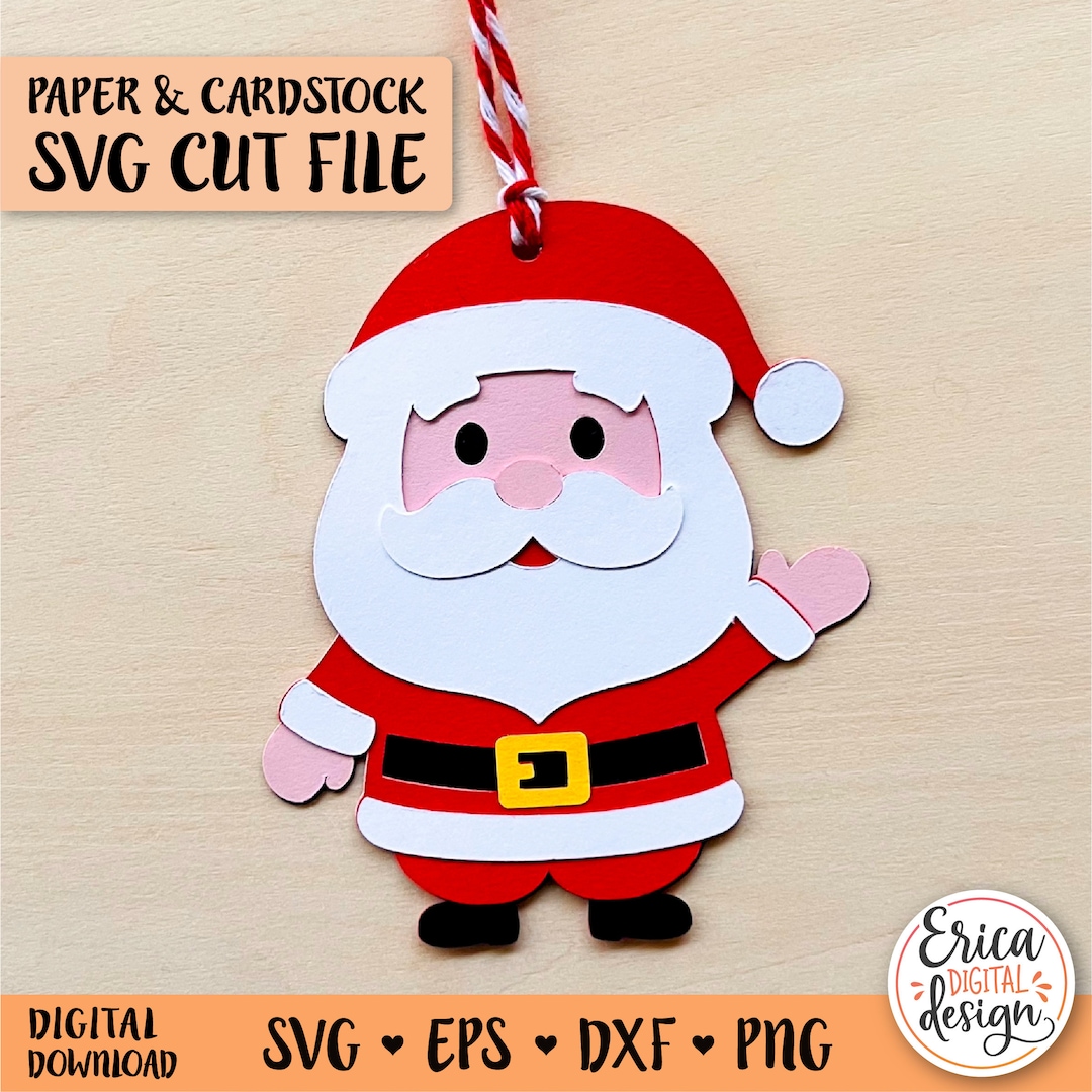 Santa Gift Tag SVG Christmas Layered Cut File for Cricut Silhouette ...