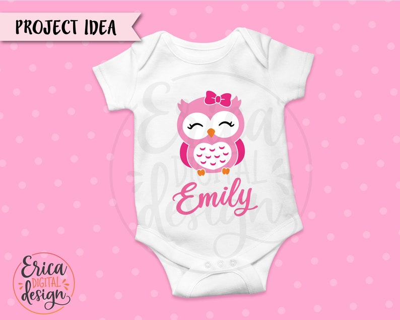 Cute Owl Girl SVG Baby Owl Bow Cut File Sweet Little Owl Baby Shower ...