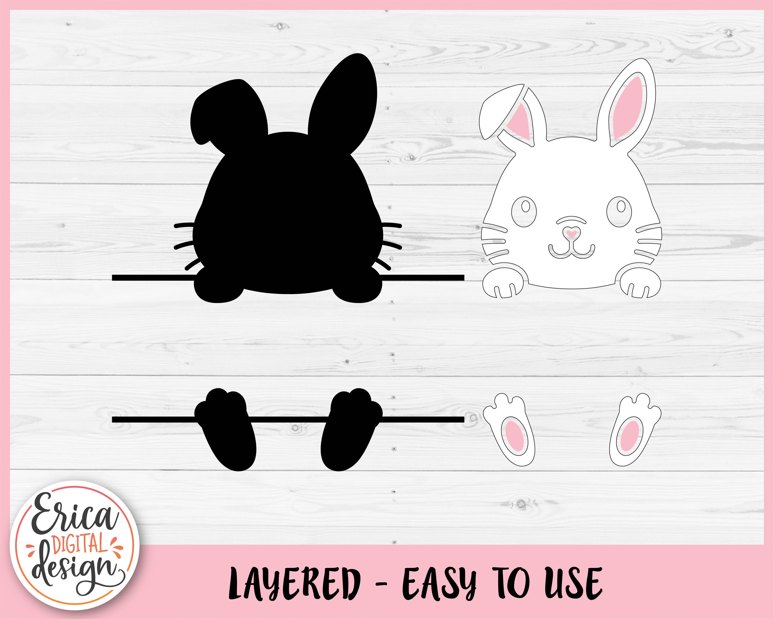 Conejito Clipart Nombre Marco Capas SVG archivo recortado Cricut ...