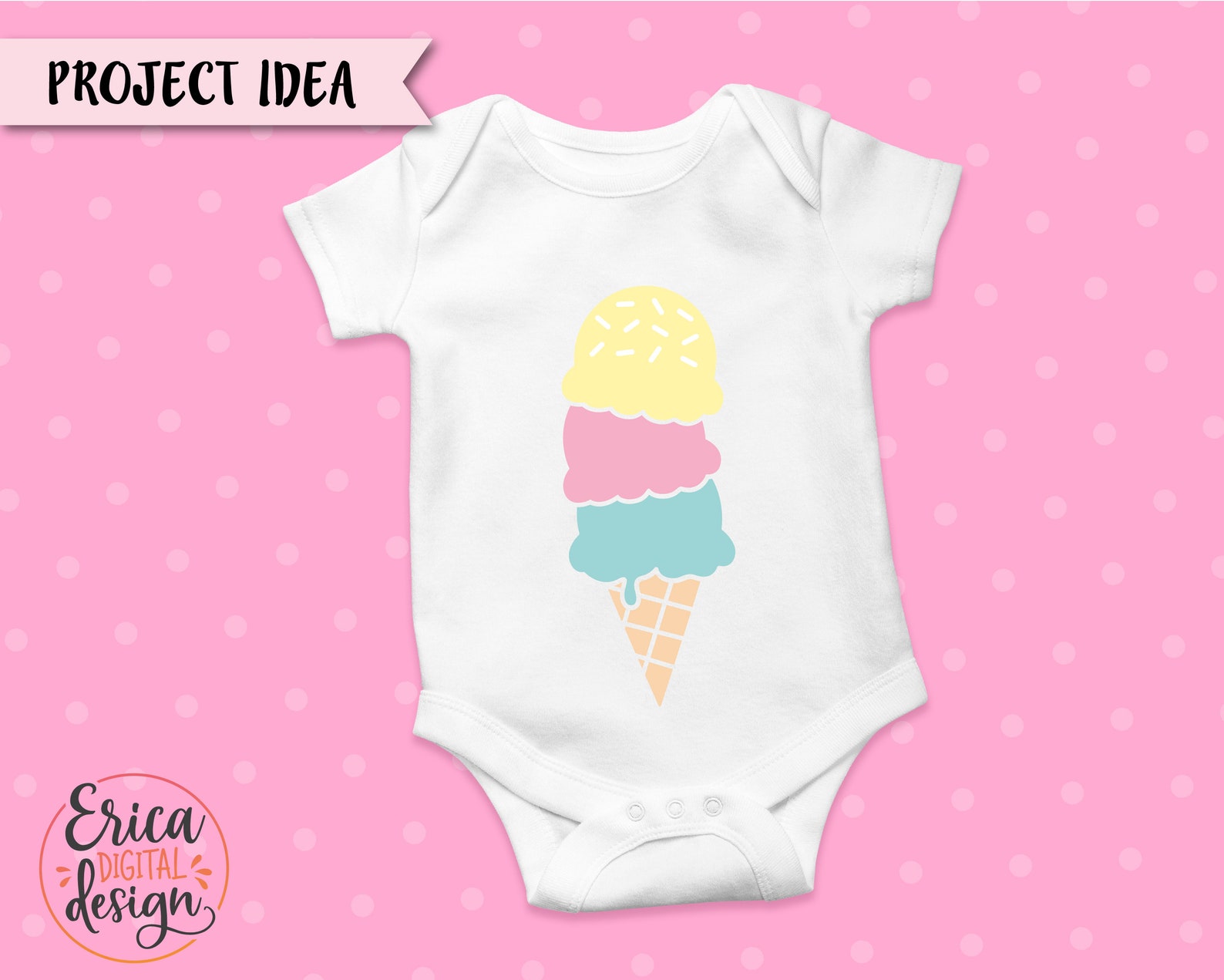 Ice Cream SVG Cut File Triple Ice Cream Cone Summer Party Dessert Cute ...