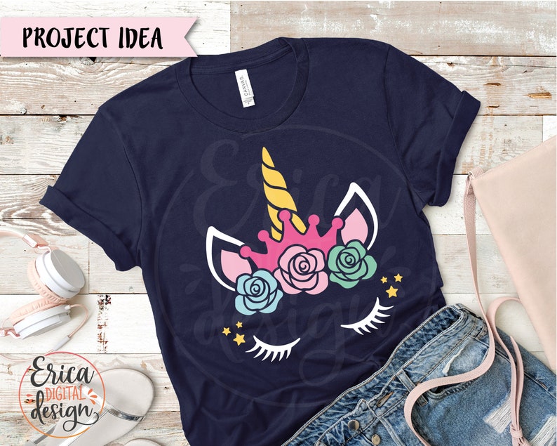 Unicorn Face SVG Unicorn Eyelashes Cut File Crown Flowers | Etsy