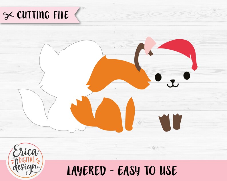 Christmas Fox SVG Layered Cut File Cute Fox With Santa Hat Winter ...