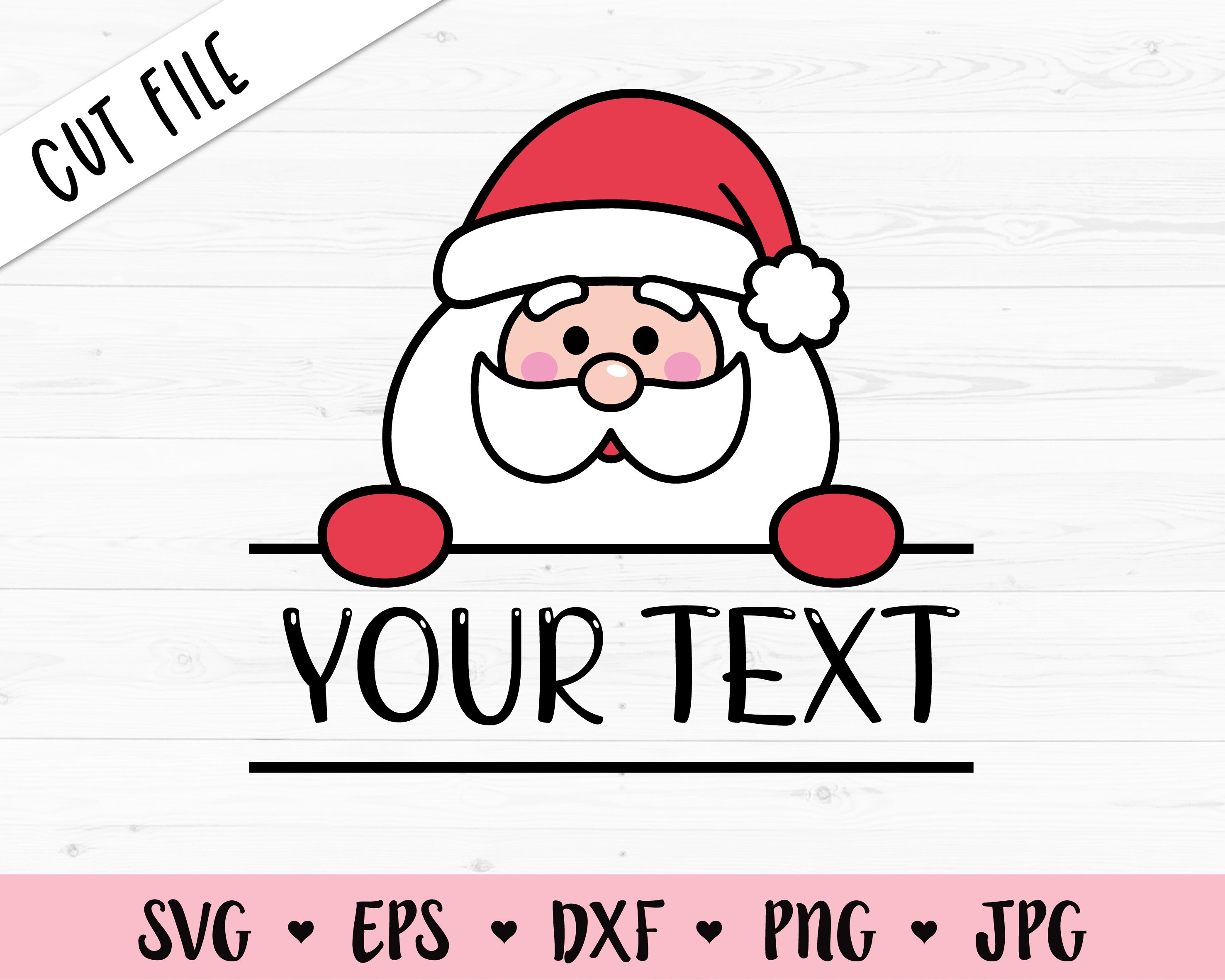 Santa Claus SVG Christmas Cut File Santa Claus Face Text Bar Name Label ...