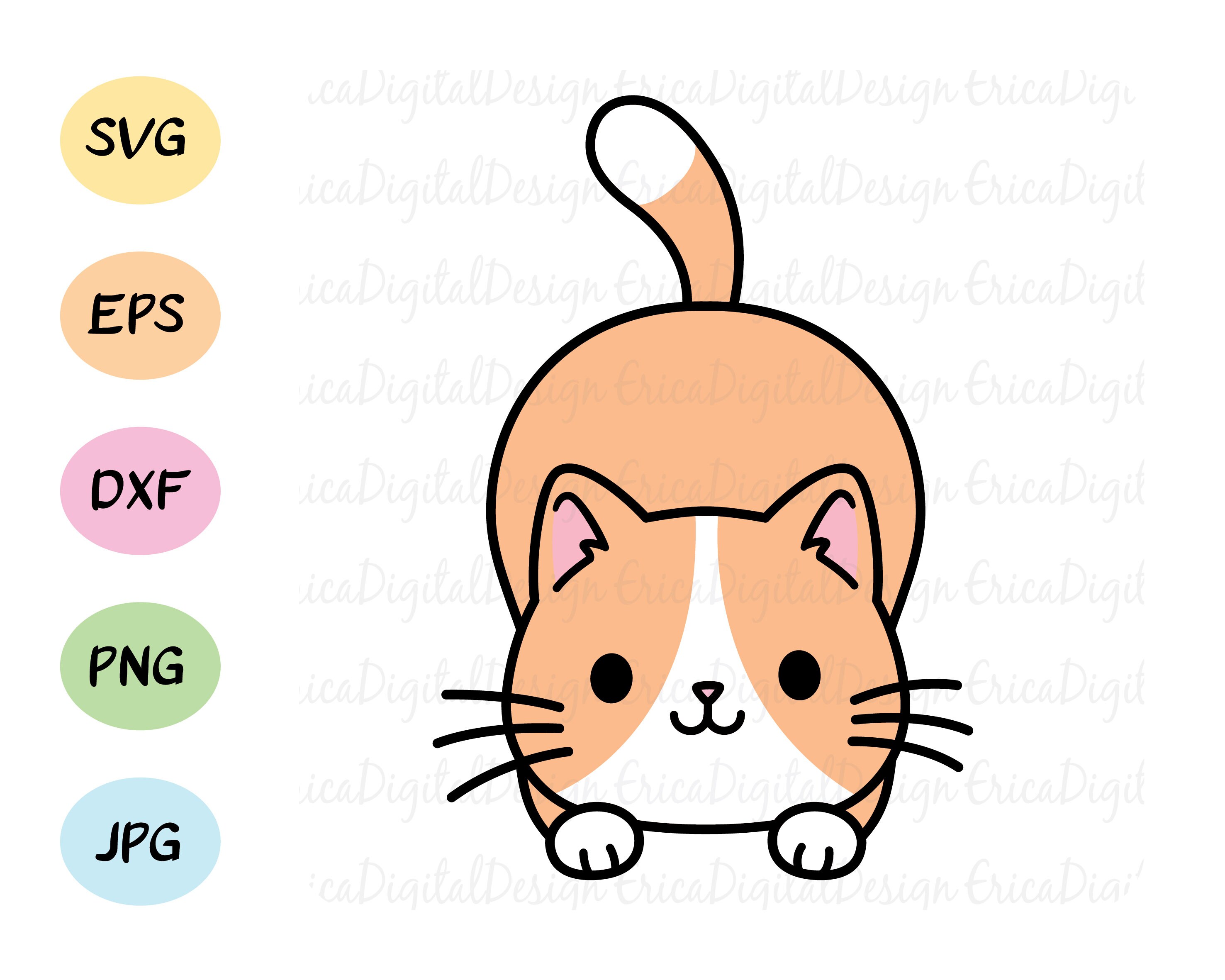 Cute Cat Files for Cricut Dxf Cat Svg Cute Cat Clipart Png Cartoon Cat ...