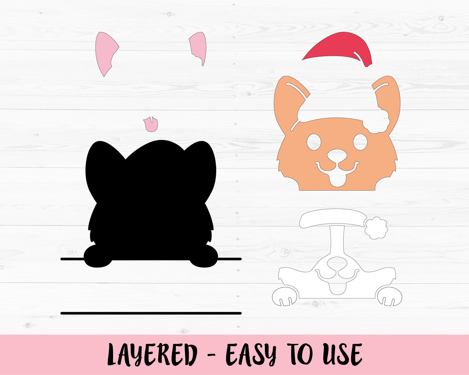 Christmas Corgi SVG Peeking Corgi Dog Cut File Funny Corgi Santa Hat ...