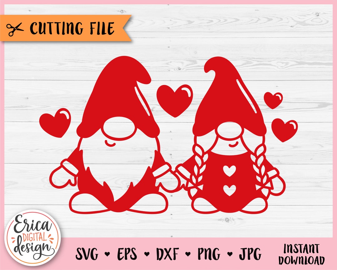 Gnomes in Love SVG Valentines Gnomes Cut File for Cricut Silhouette ...