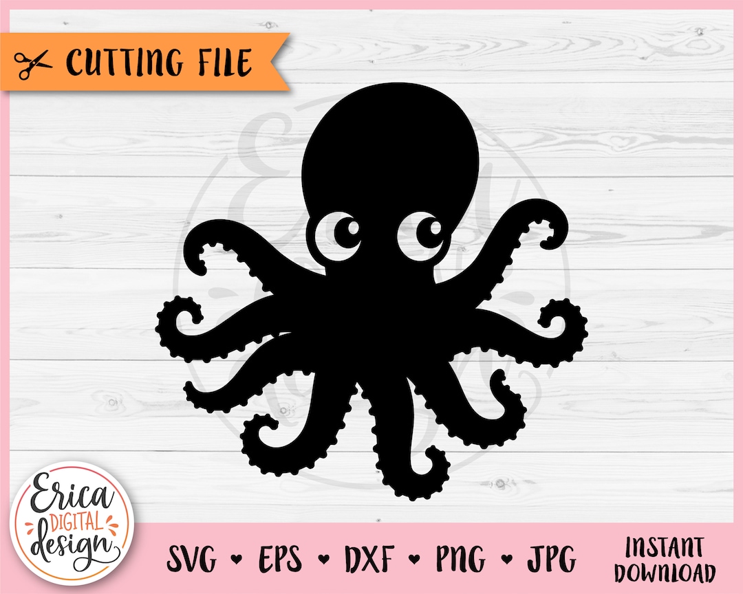 Cute Octopus SVG Cut File for Cricut Silhouette Sea Animal Underwater ...