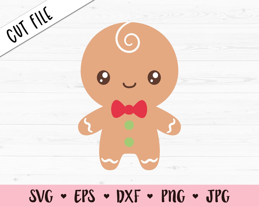 Gingerbread Man SVG Cute Holiday Cookie Cut File Santa Christmas ...