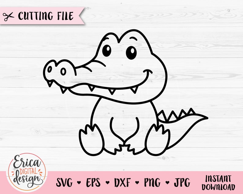 Alligator SVG Cute Baby Crocodile Gator Outline Cut File - Etsy Australia