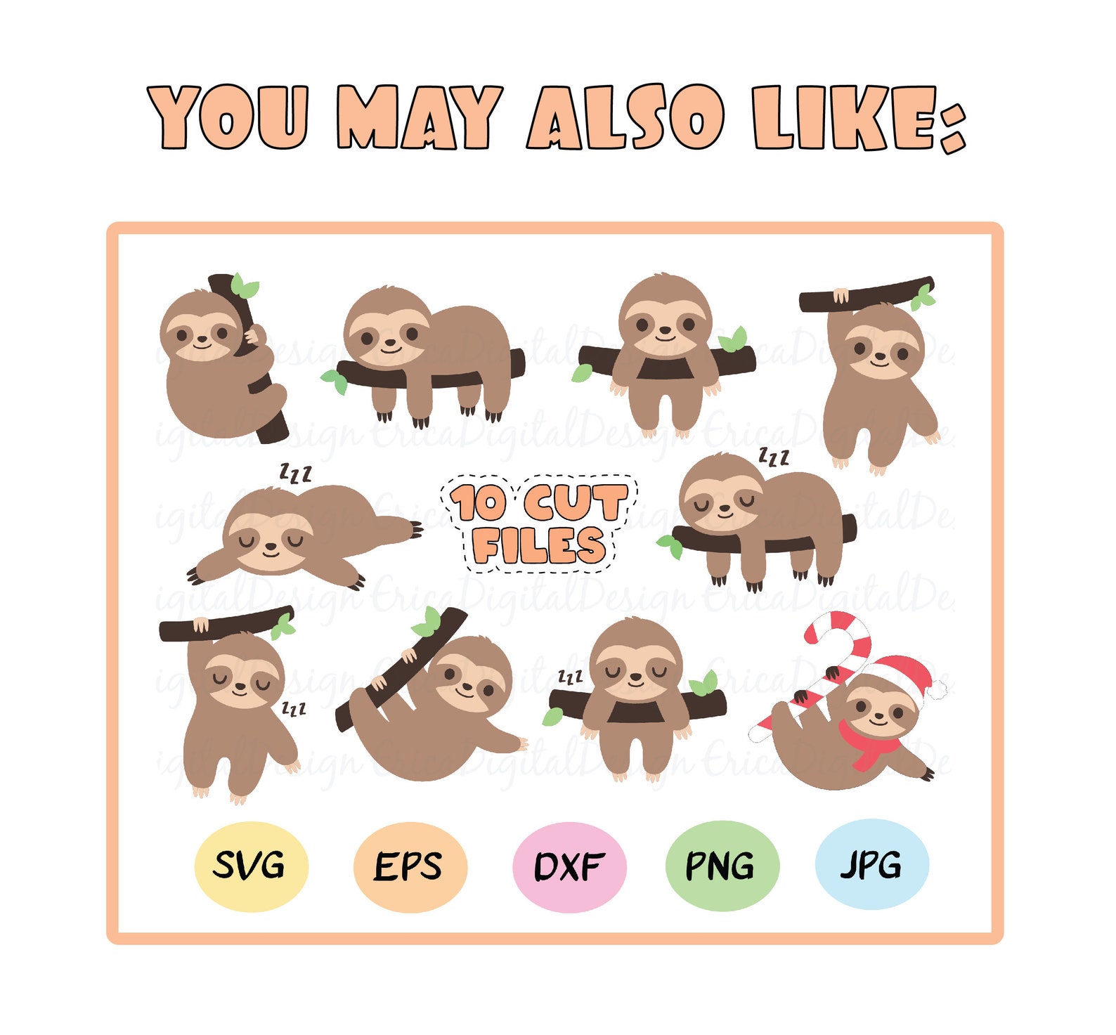 Baby Sloth Layered SVG Cute Hanging Sloth Cut File Slothlife | Etsy